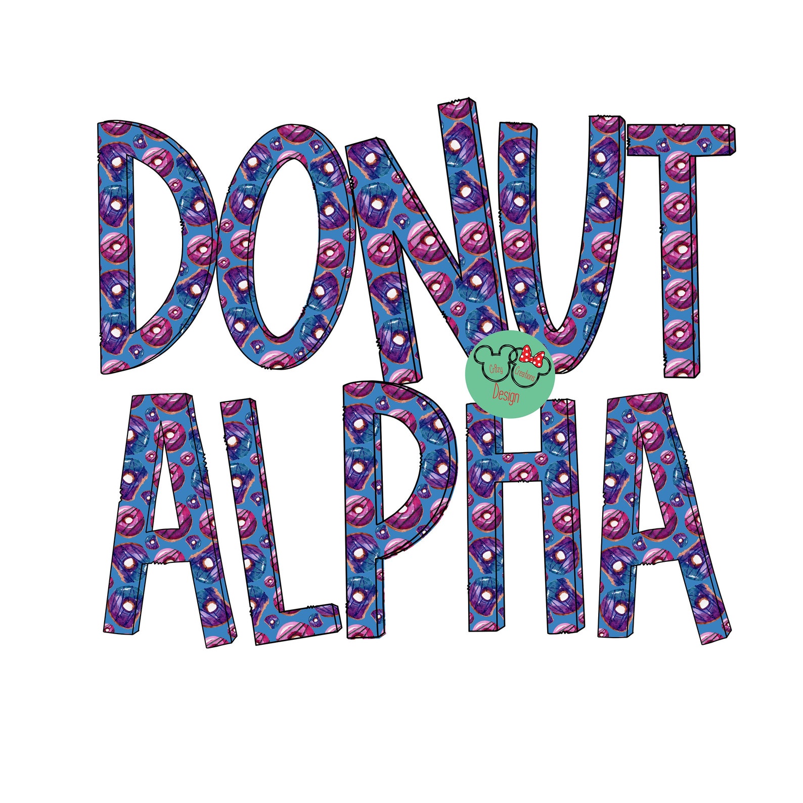 Donut Alpha Pack, Doodle Letters,sublimation Alpha Set, 300dpi ...