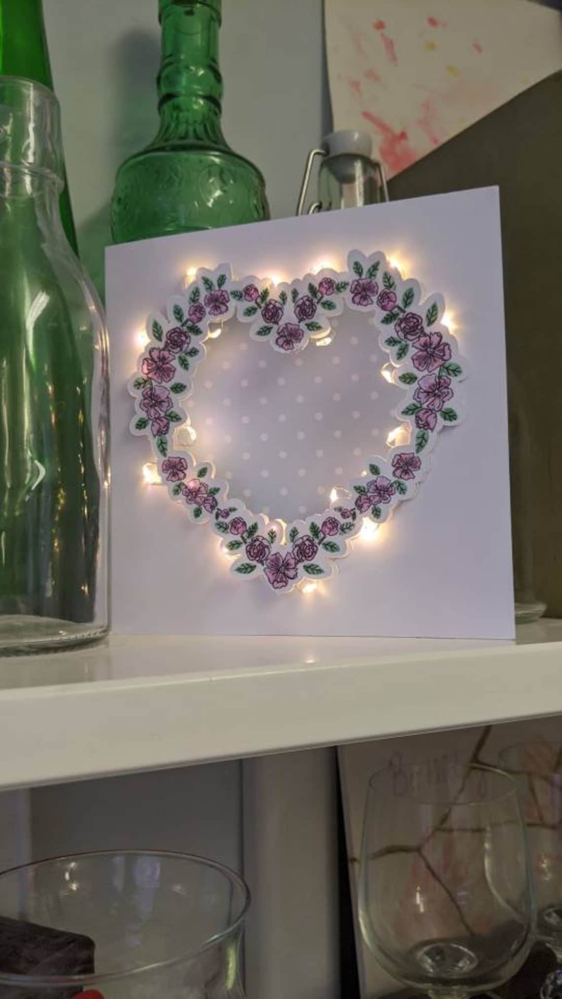 Light Up Heart Greeting Card lit up Valentine's day card | Etsy