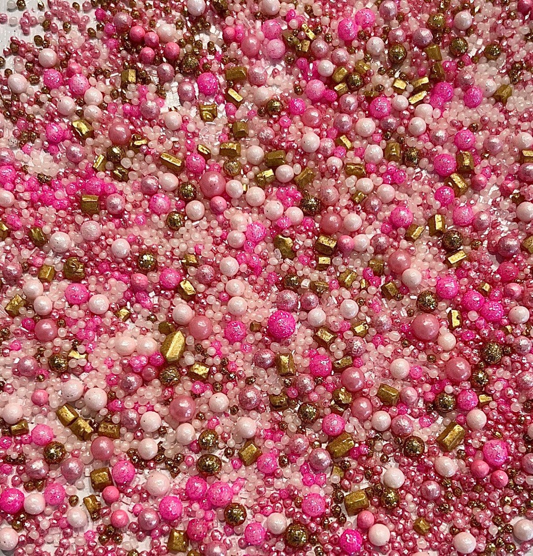 Princess Cake Sprinkles: Pink and Gold Sprinkle Blend - Etsy