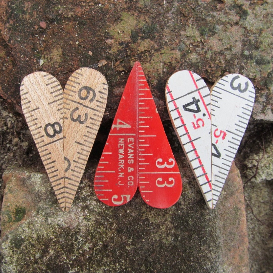 Vintage Ruler Heart Brooch Lapel Pin Reclaimed Upcycled Tie Tack ...