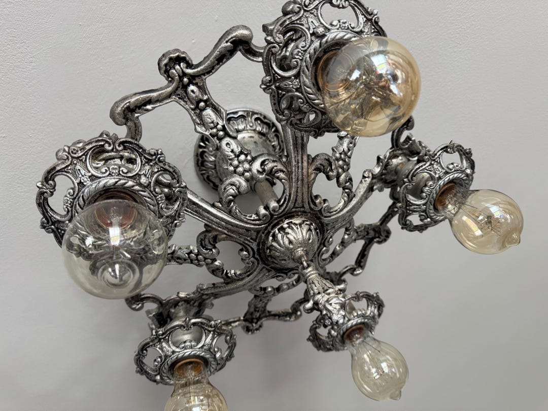 Antique Semi-flush Mount Ceiling Light, 1910's Heavy Cast Iron ...