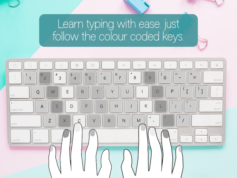 PALE GREY Touch Typing Stickers for Kids - Learn to Type With Fun and ...