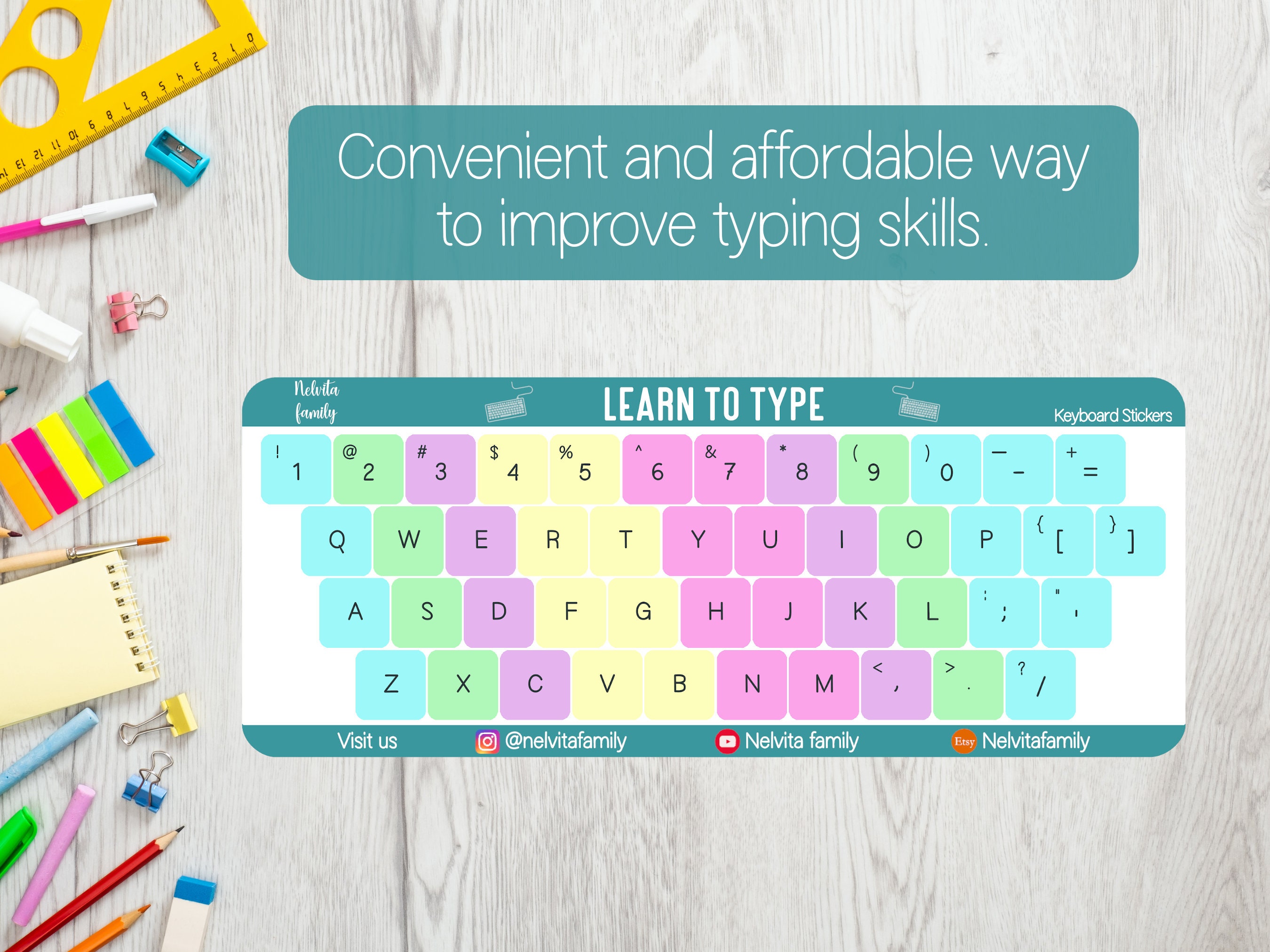 COTTON CANDY Touch Typing Stickers for Kids - Learn to Type With Fun ...