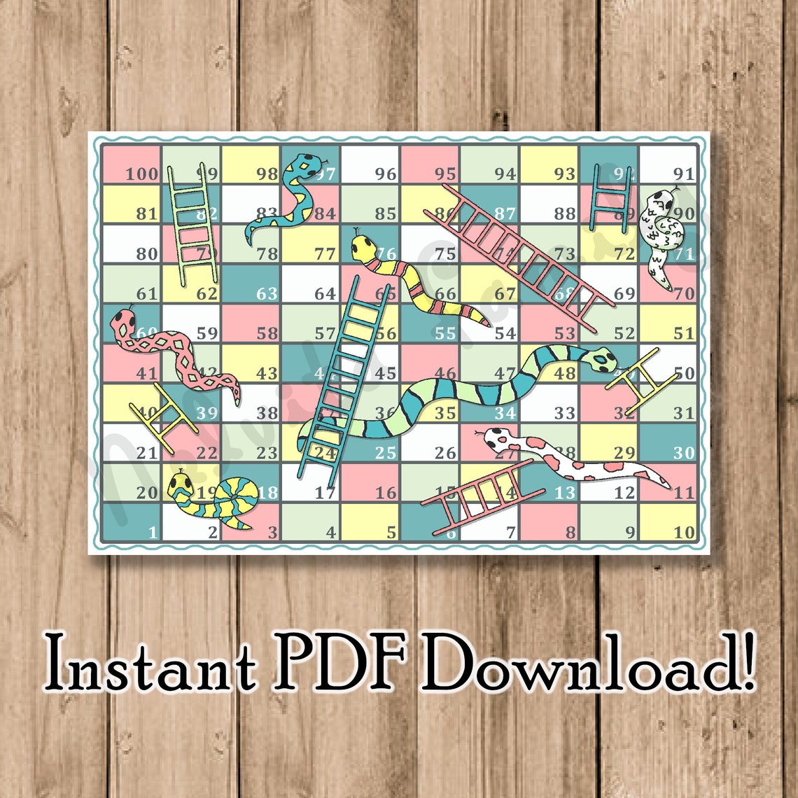 Instant Download Snakes and Ladders Board Game Printable PDF - Etsy ...