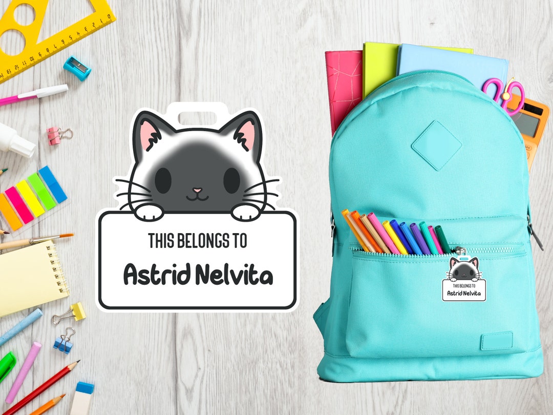 SIAMESE CAT Waterproof Name Bag Tag for School Office Day - Etsy