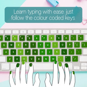 HUNTER GREEN Touch Typing Stickers for Kids - Learn to Type With Fun ...
