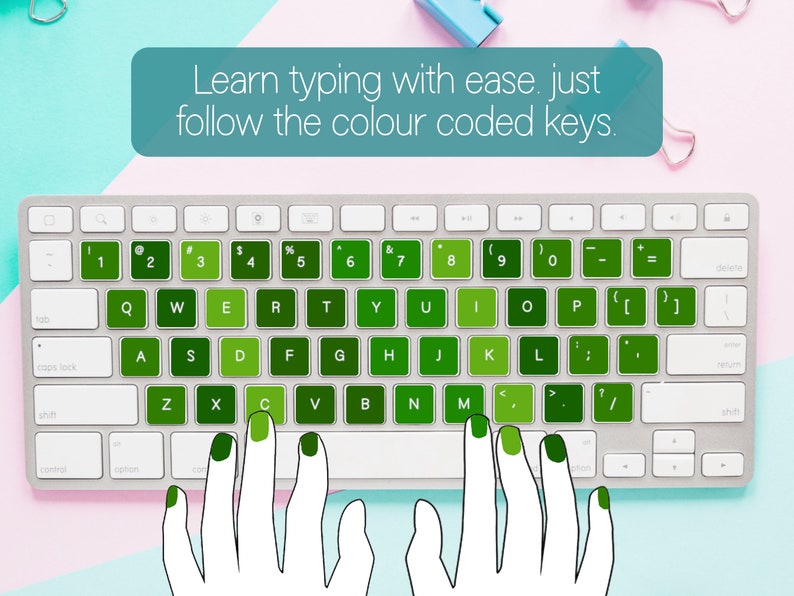 HUNTER GREEN Touch Typing Stickers for Kids - Learn to Type With Fun ...