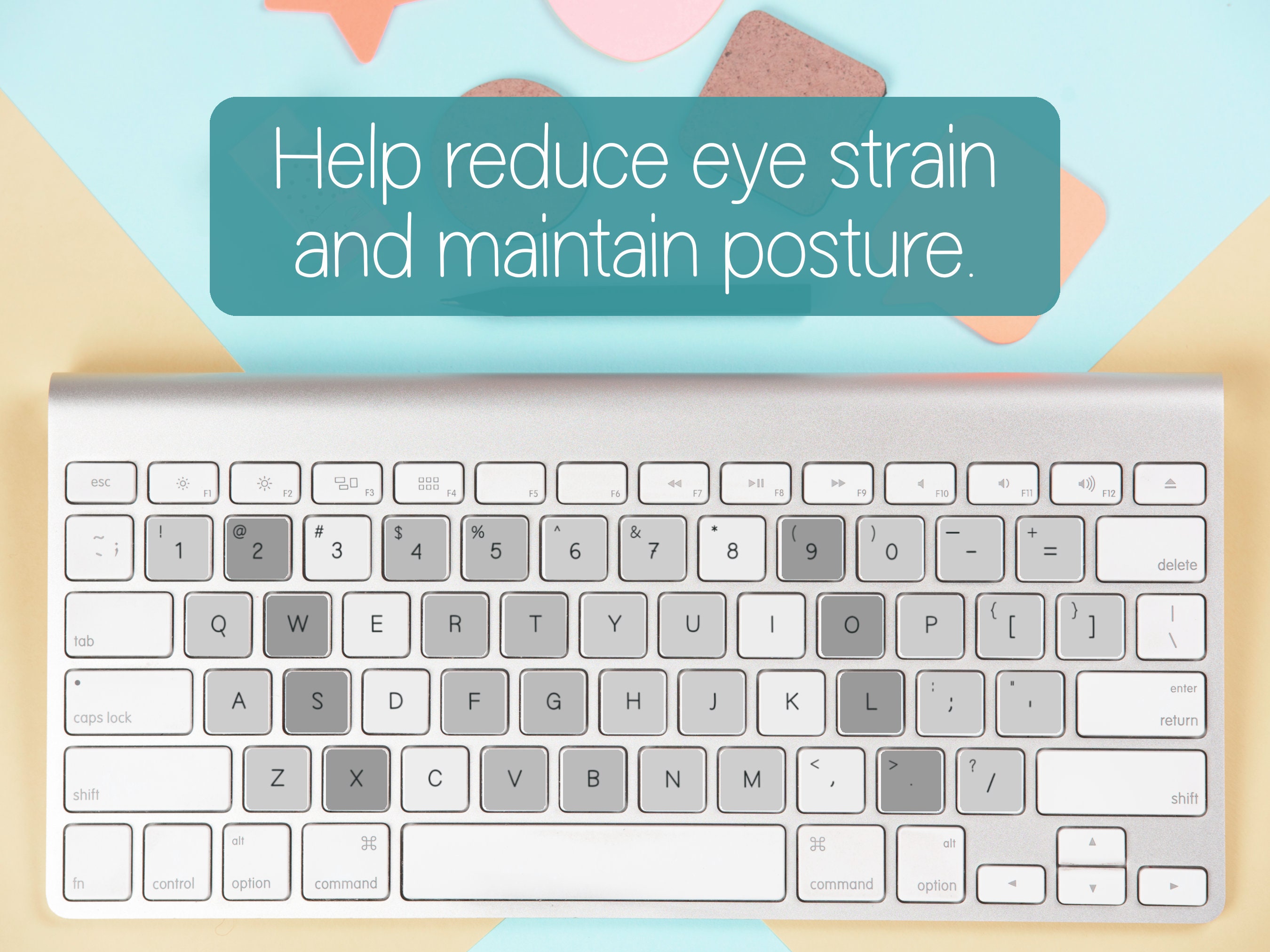 PALE GREY Touch Typing Stickers for Kids - Learn to Type With Fun and ...