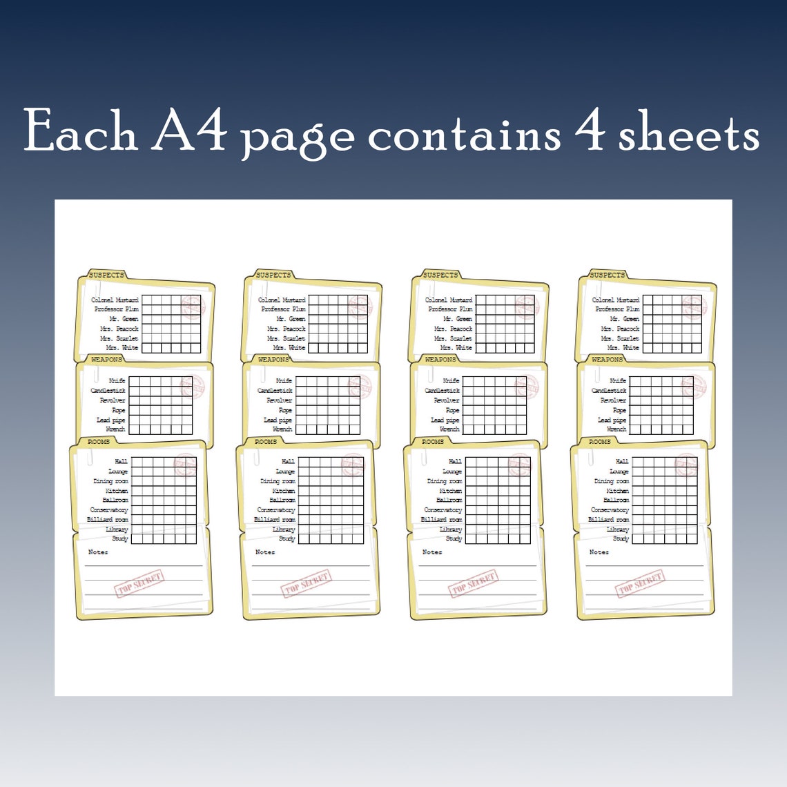 Instant Download Clue Cluedo Board Game Colourful Case File Detective ...