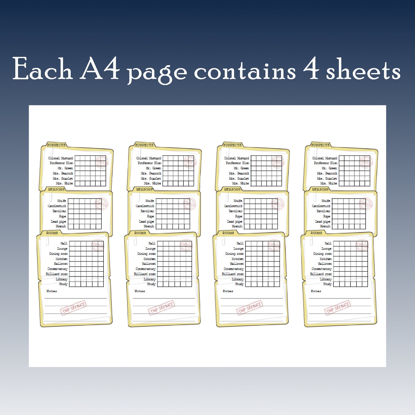 Instant Download Clue Cluedo Board Game Colourful Case File Detective ...