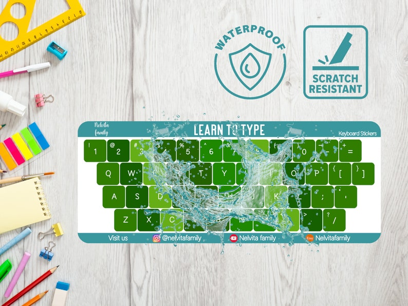 HUNTER GREEN Touch Typing Stickers for Kids - Learn to Type With Fun ...