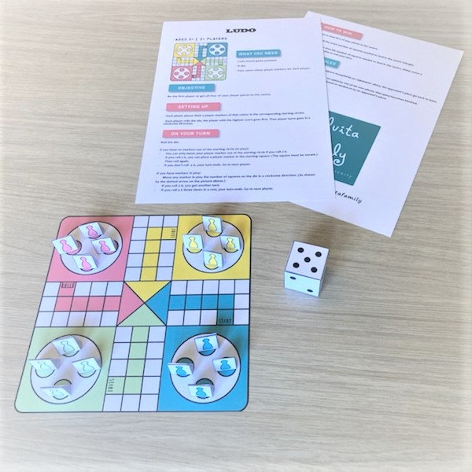 Instant Download Ludo Board Game Printable PDF - Etsy