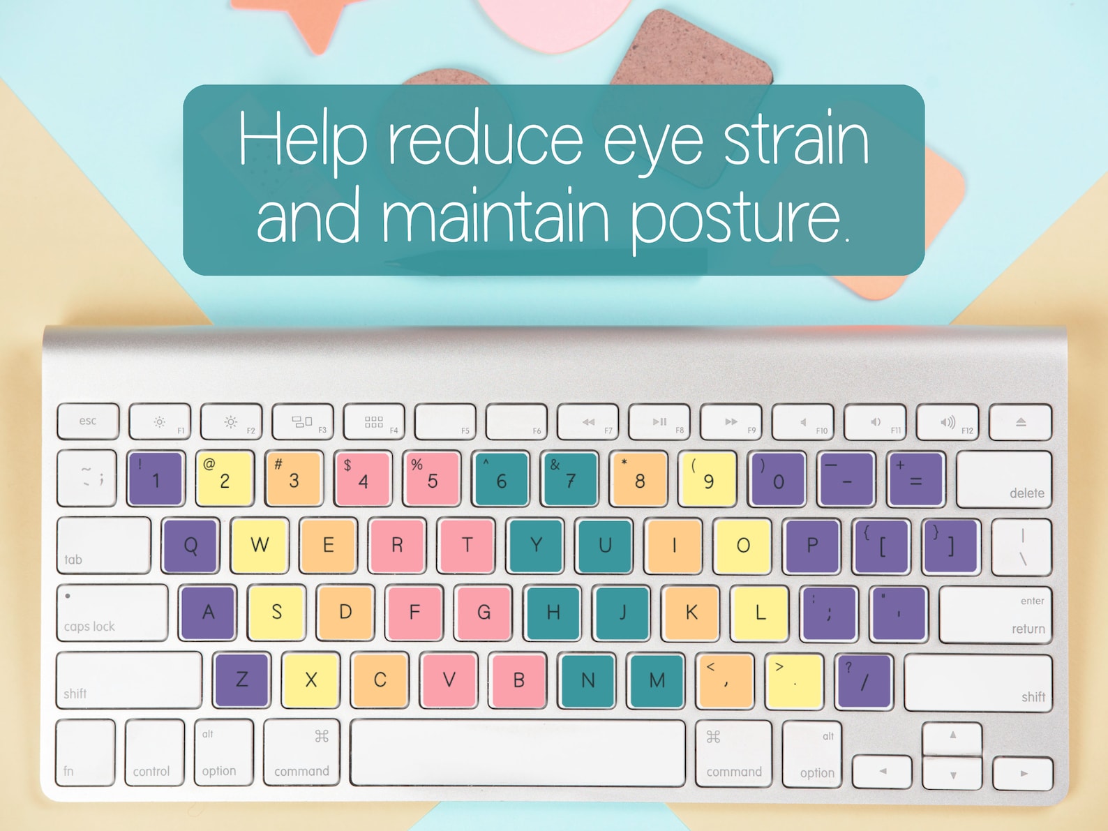 Pastel Rainbow Touch Typing Stickers for Kids - Learn to Type With Fun ...