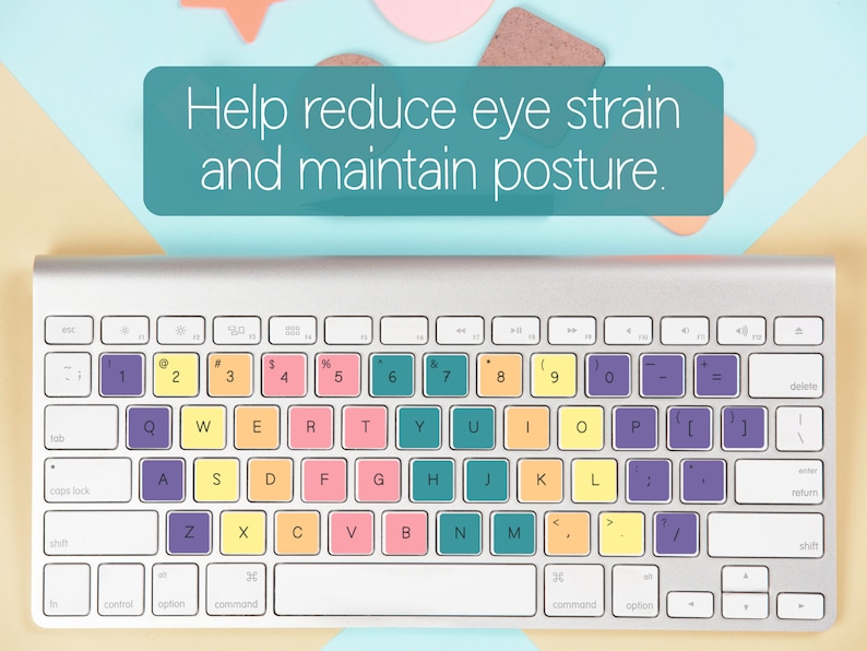 Pastel Rainbow Touch Typing Stickers for Kids - Learn to Type With Fun ...