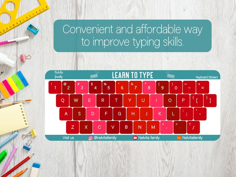 RED HOT Touch Typing Stickers for Kids - Learn to Type With Fun and ...