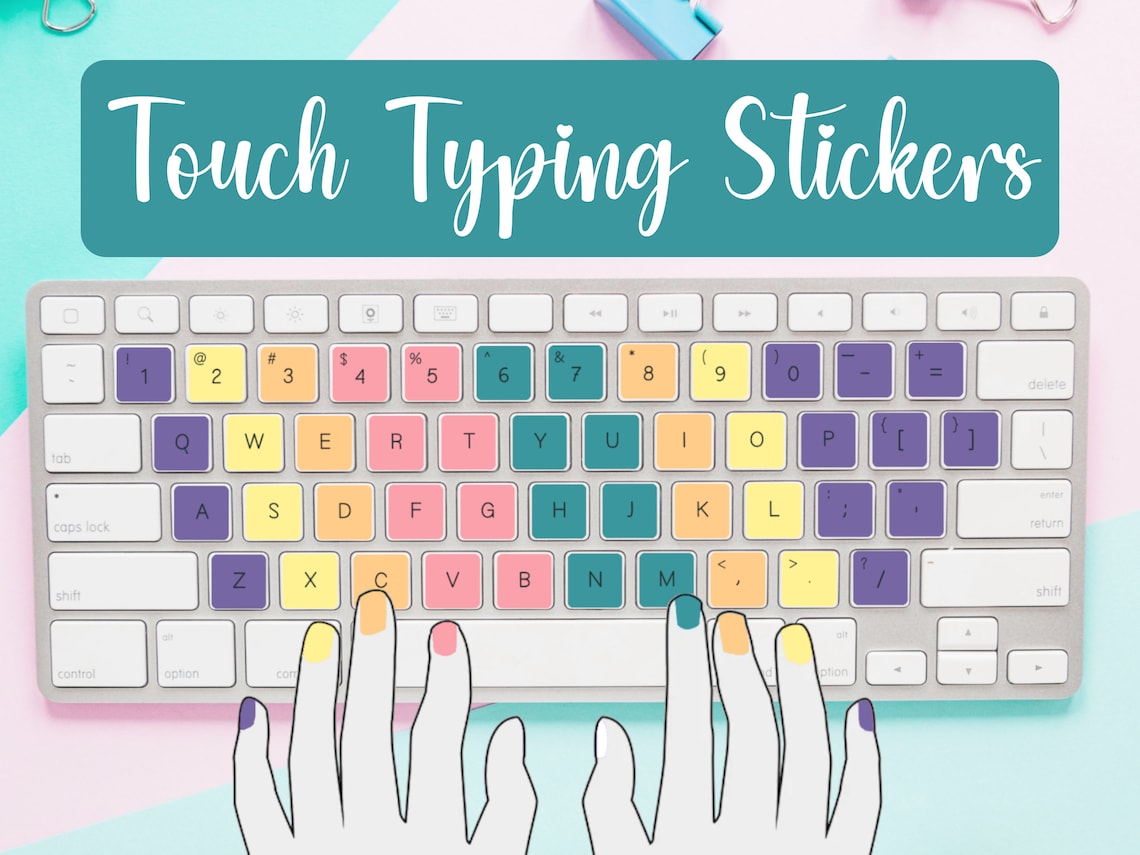 Pastel Rainbow Touch Typing Stickers for Kids - Learn to Type With Fun ...