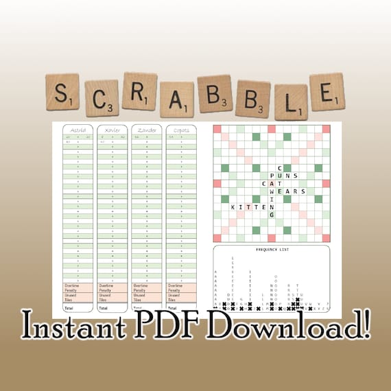 Instant Download Scrabble Board Game Score Cards Sheets | Etsy