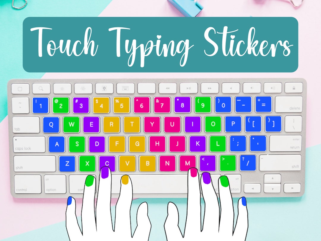 NEON PARTY Touch Typing Stickers for Kids - Learn to Type With Fun and ...