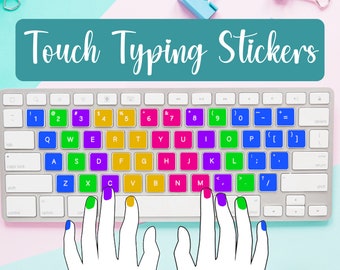 Pastel Rainbow Touch Typing Stickers for Kids - Learn to Type With Fun ...