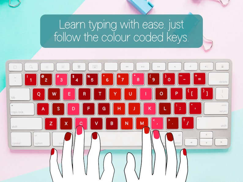 RED HOT Touch Typing Stickers for Kids - Learn to Type With Fun and ...