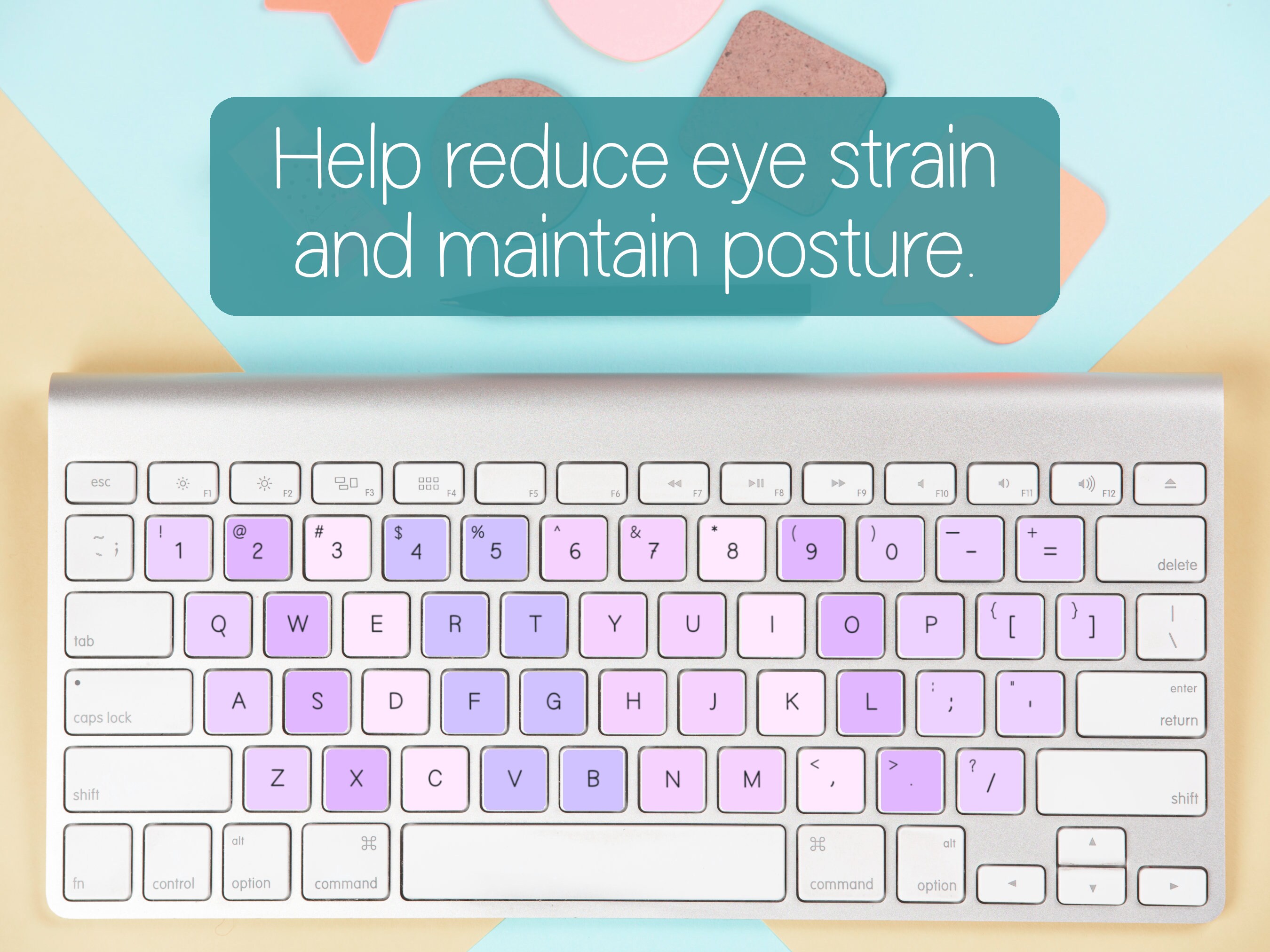 PURPLE LAVENDER Touch Typing Stickers for Kids - Learn to Type With Fun ...