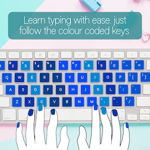 ROYAL BLUE Touch Typing Stickers for Kids - Learn to Type With Fun and ...