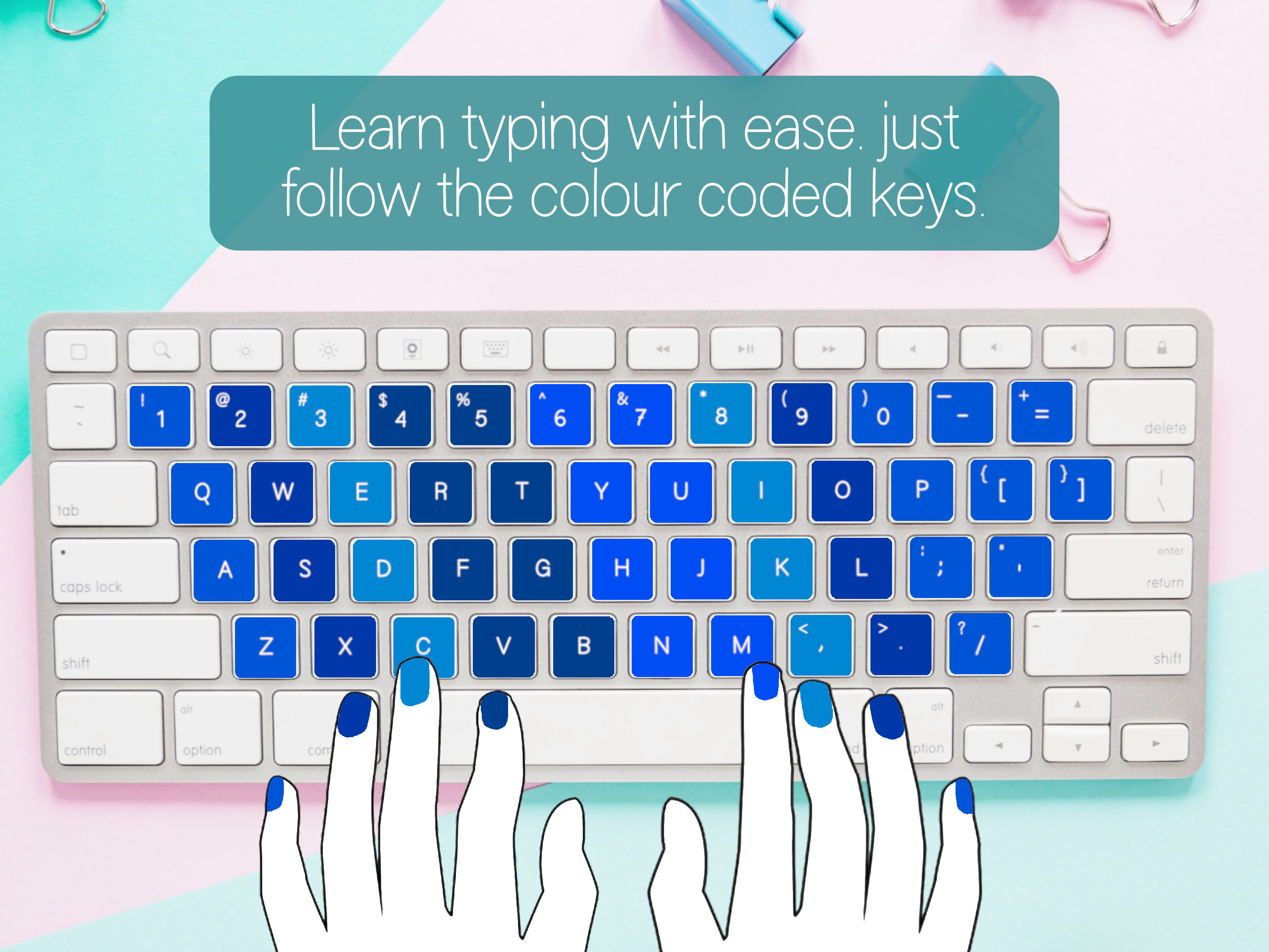 ROYAL BLUE Touch Typing Stickers for Kids - Learn to Type With Fun and ...
