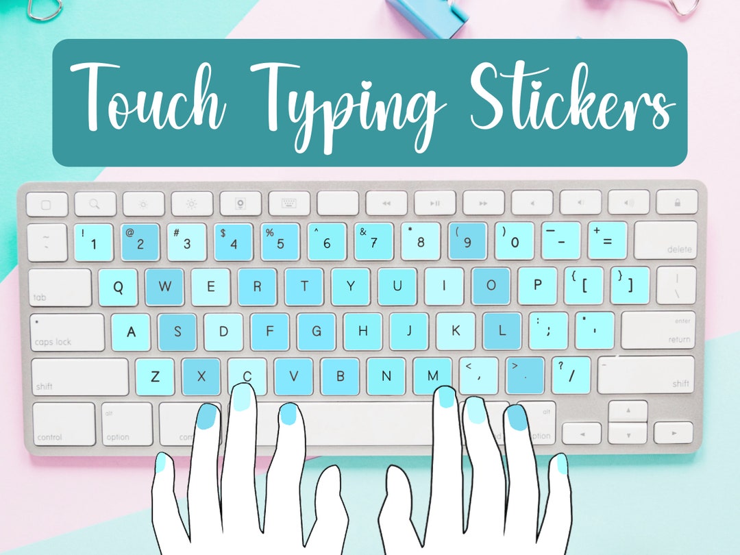 SKY BLUE Touch Typing Stickers for Kids - Learn to Type With Fun and ...