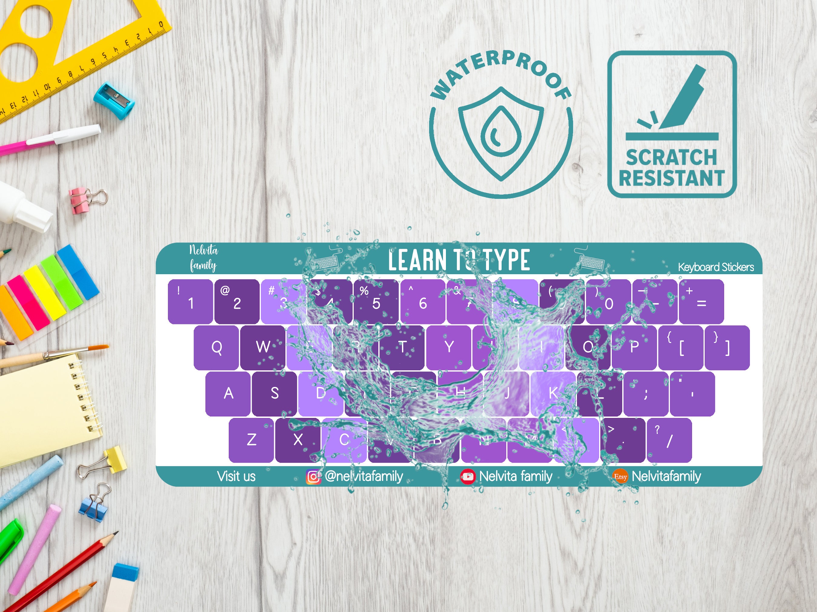 GRAPE PURPLE Touch Typing Stickers for Kids - Learn to Type With Fun ...