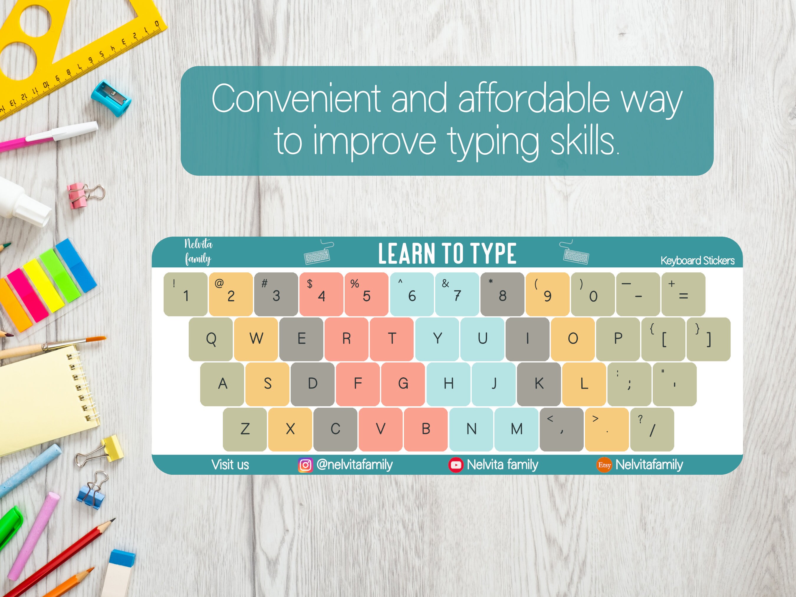 Boho Earthy Touch Typing Stickers for Kids - Learn to Type With Fun and ...