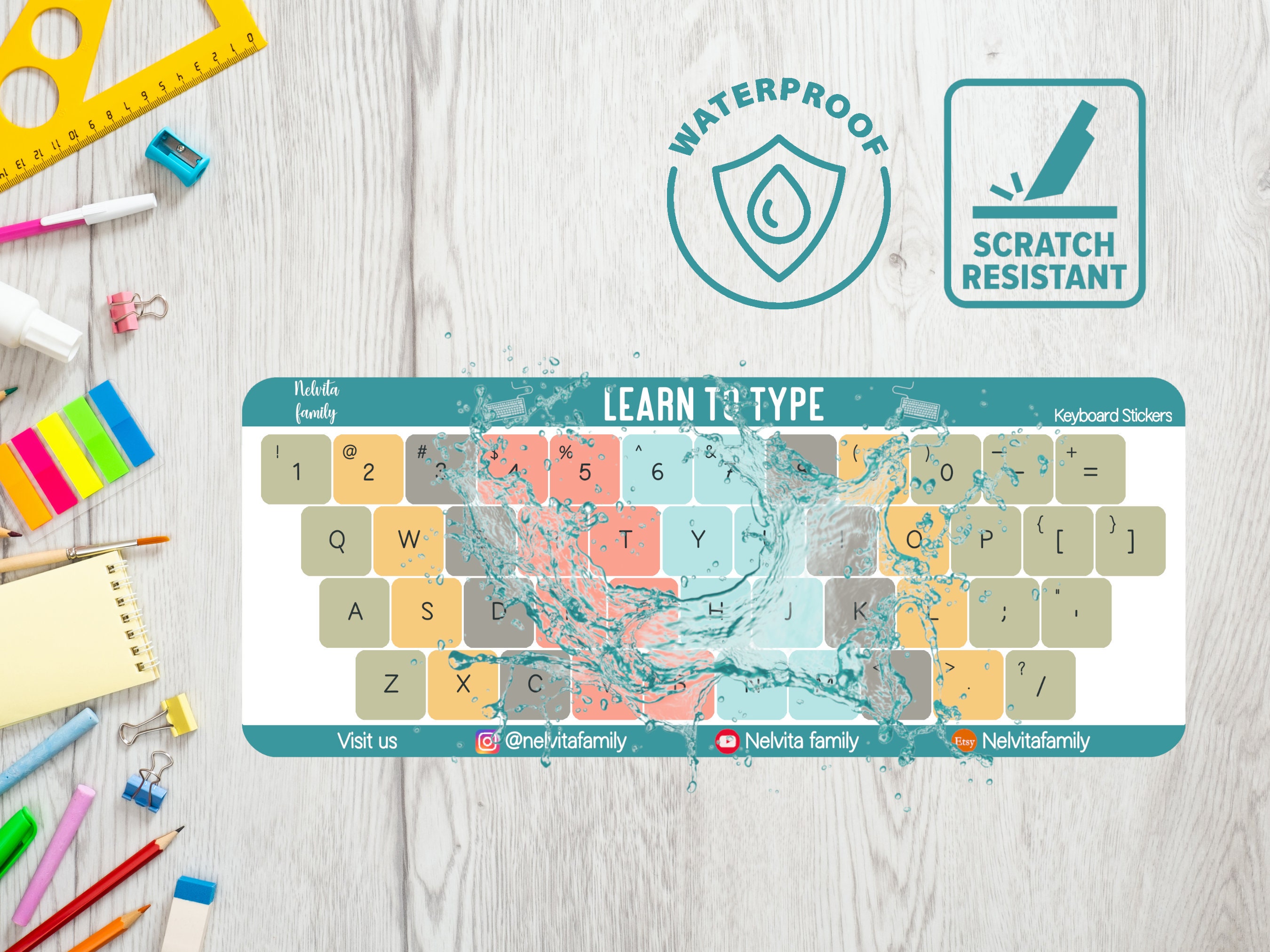 Boho Earthy Touch Typing Stickers for Kids - Learn to Type With Fun and ...