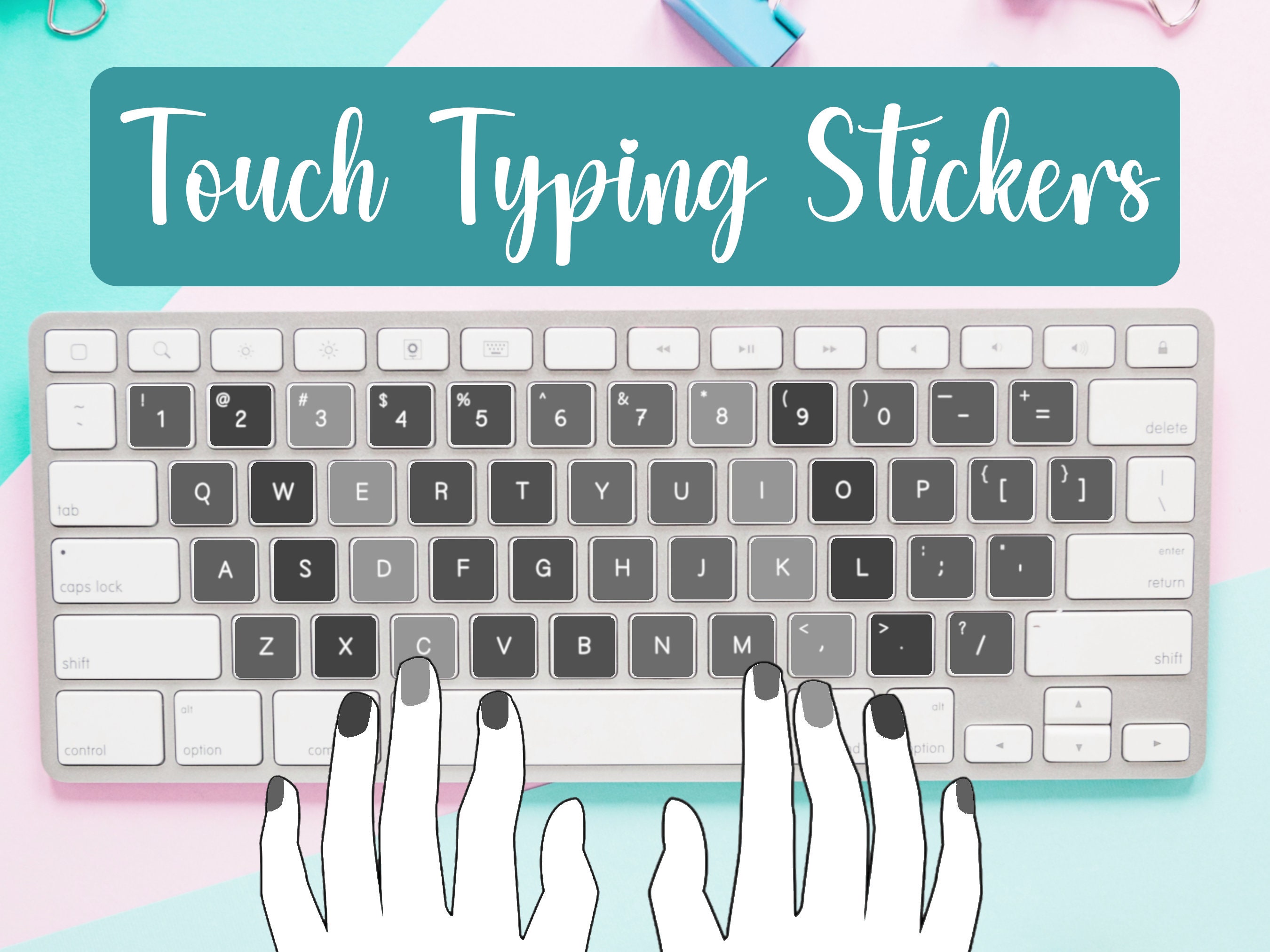 IRON GREY Touch Typing Stickers for Kids Learn to Type With Fun and ...