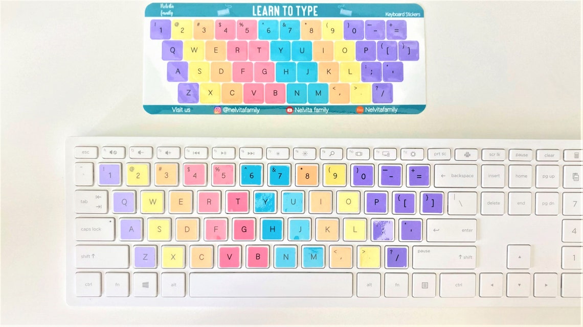 Pastel Rainbow Touch Typing Stickers for Kids - Learn to Type With Fun ...
