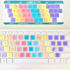 Pastel Rainbow Touch Typing Stickers for Kids - Learn to Type With Fun ...