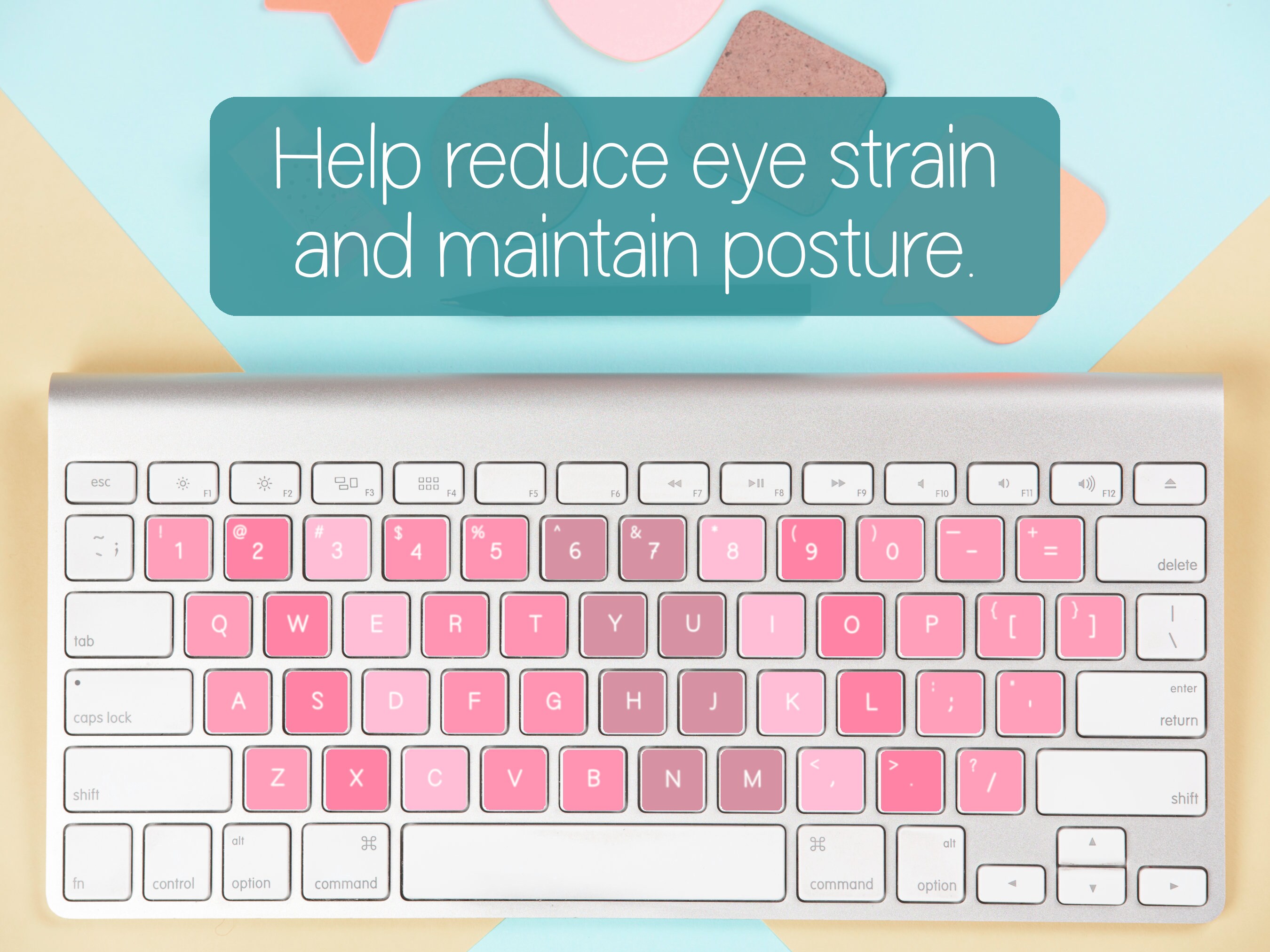 STRAWBERRY PINK Touch Typing Stickers for Kids Learn to Type With Fun ...