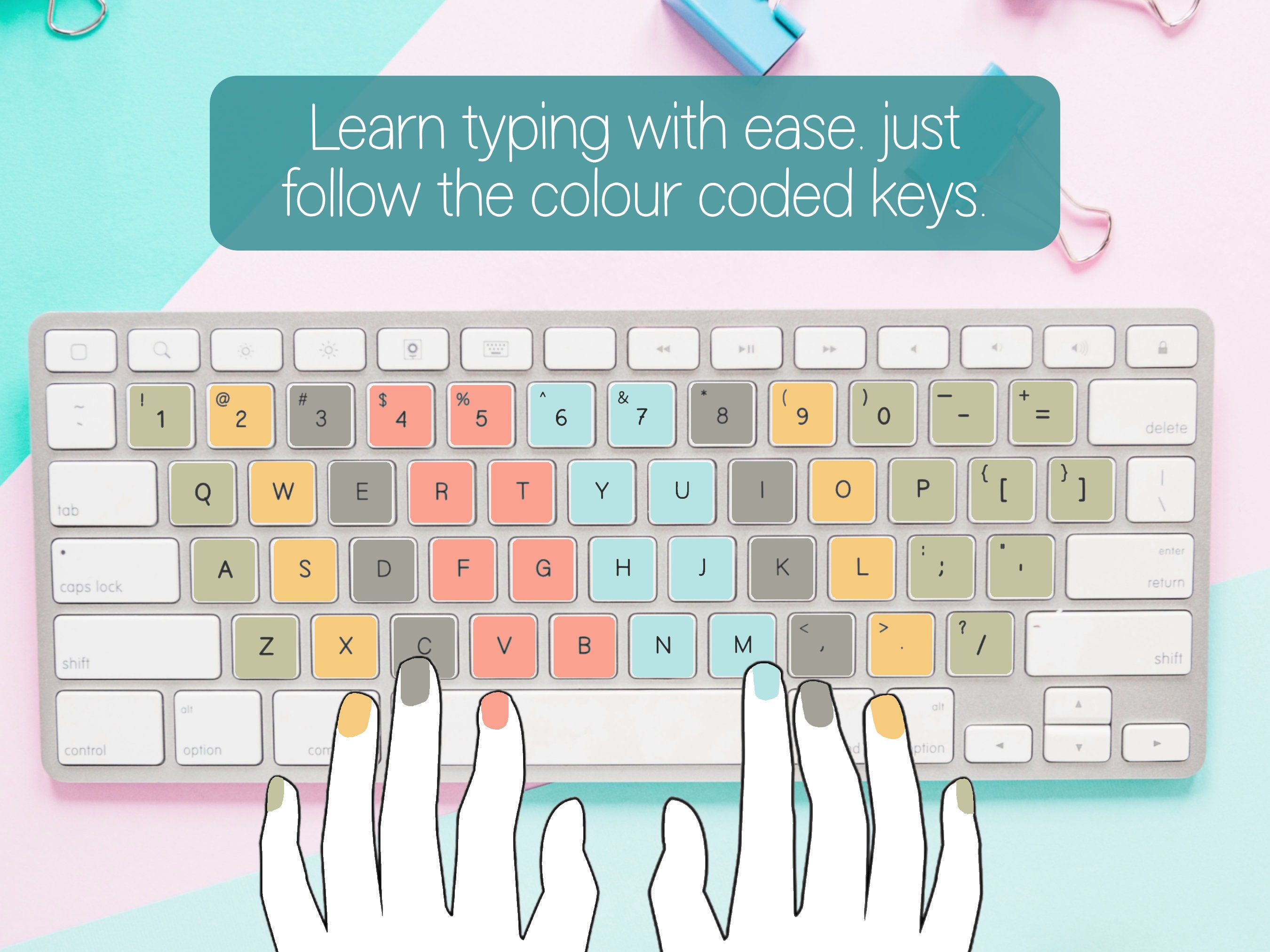 Boho Earthy Touch Typing Stickers for Kids - Learn to Type With Fun and ...