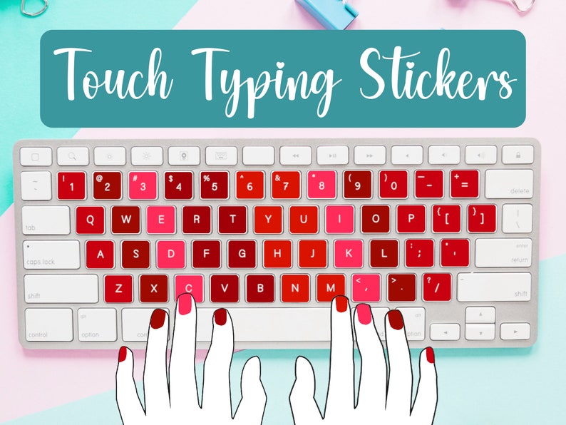 RED HOT Touch Typing Stickers for Kids - Learn to Type With Fun and ...