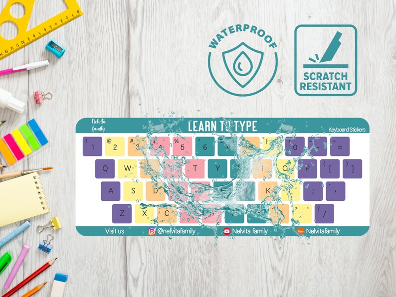 Pastel Rainbow Touch Typing Stickers for Kids - Learn to Type With Fun ...