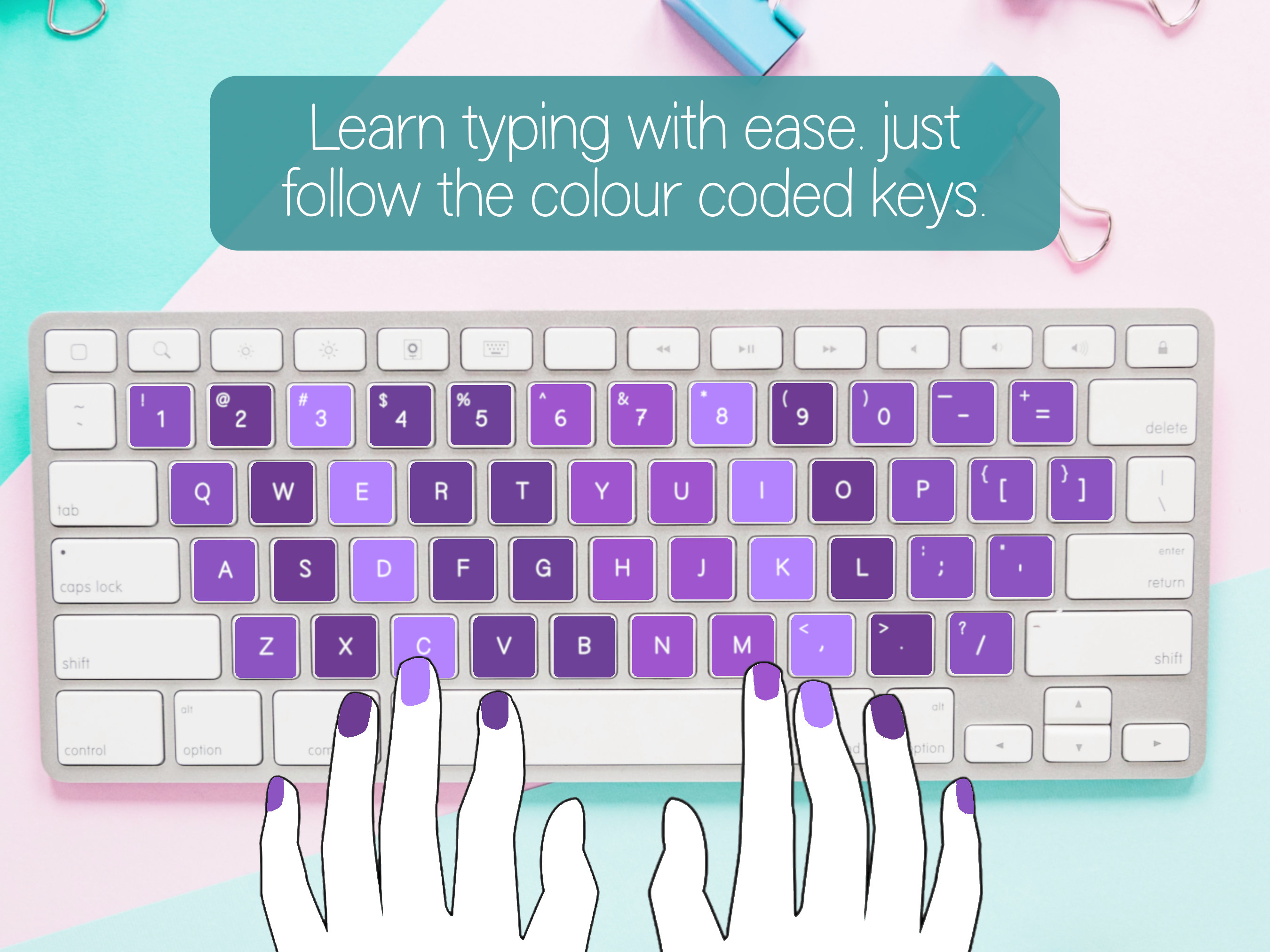 GRAPE PURPLE Touch Typing Stickers for Kids Learn to Type With Fun and ...