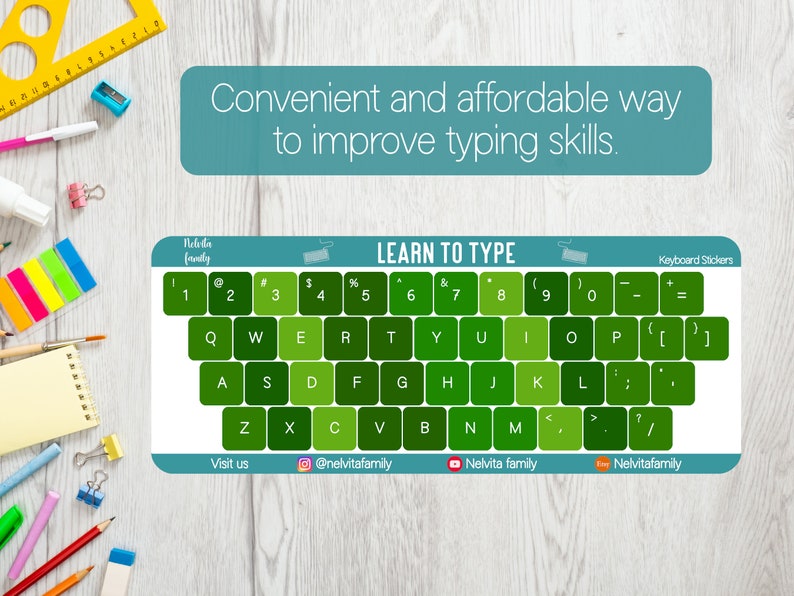 HUNTER GREEN Touch Typing Stickers for Kids - Learn to Type With Fun ...