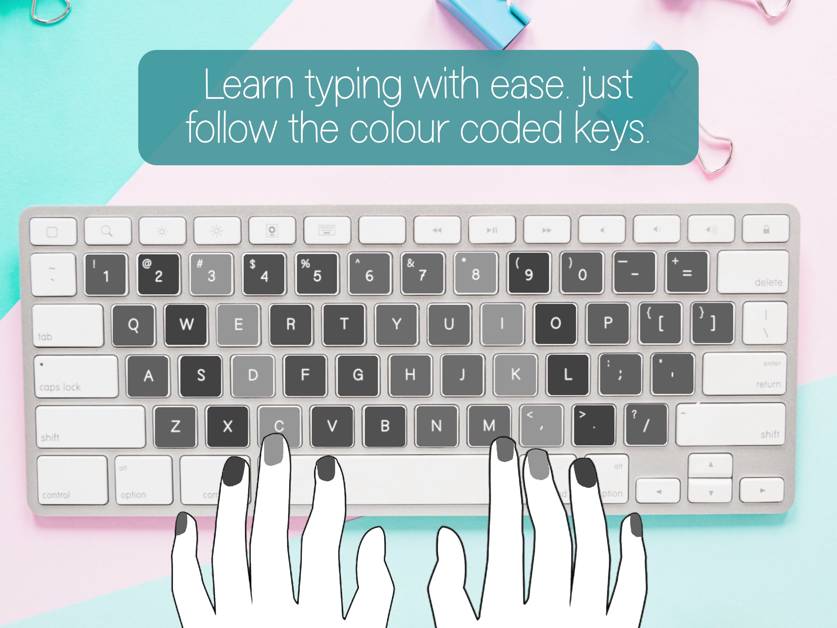 IRON GREY Touch Typing Stickers for Kids - Learn to Type With Fun and ...