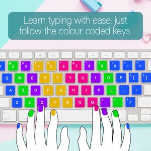 NEON PARTY Touch Typing Stickers for Kids - Learn to Type With Fun and ...