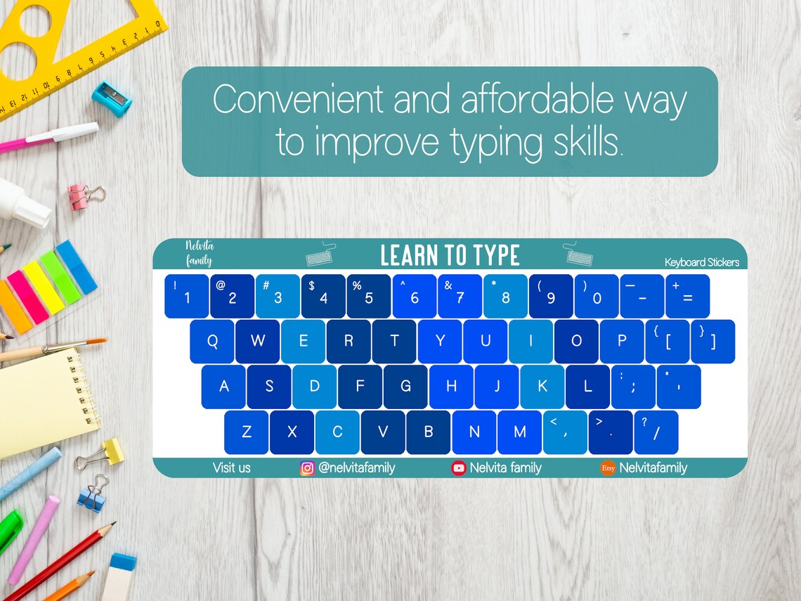 ROYAL BLUE Touch Typing Stickers for Kids Learn to Type With Fun and ...