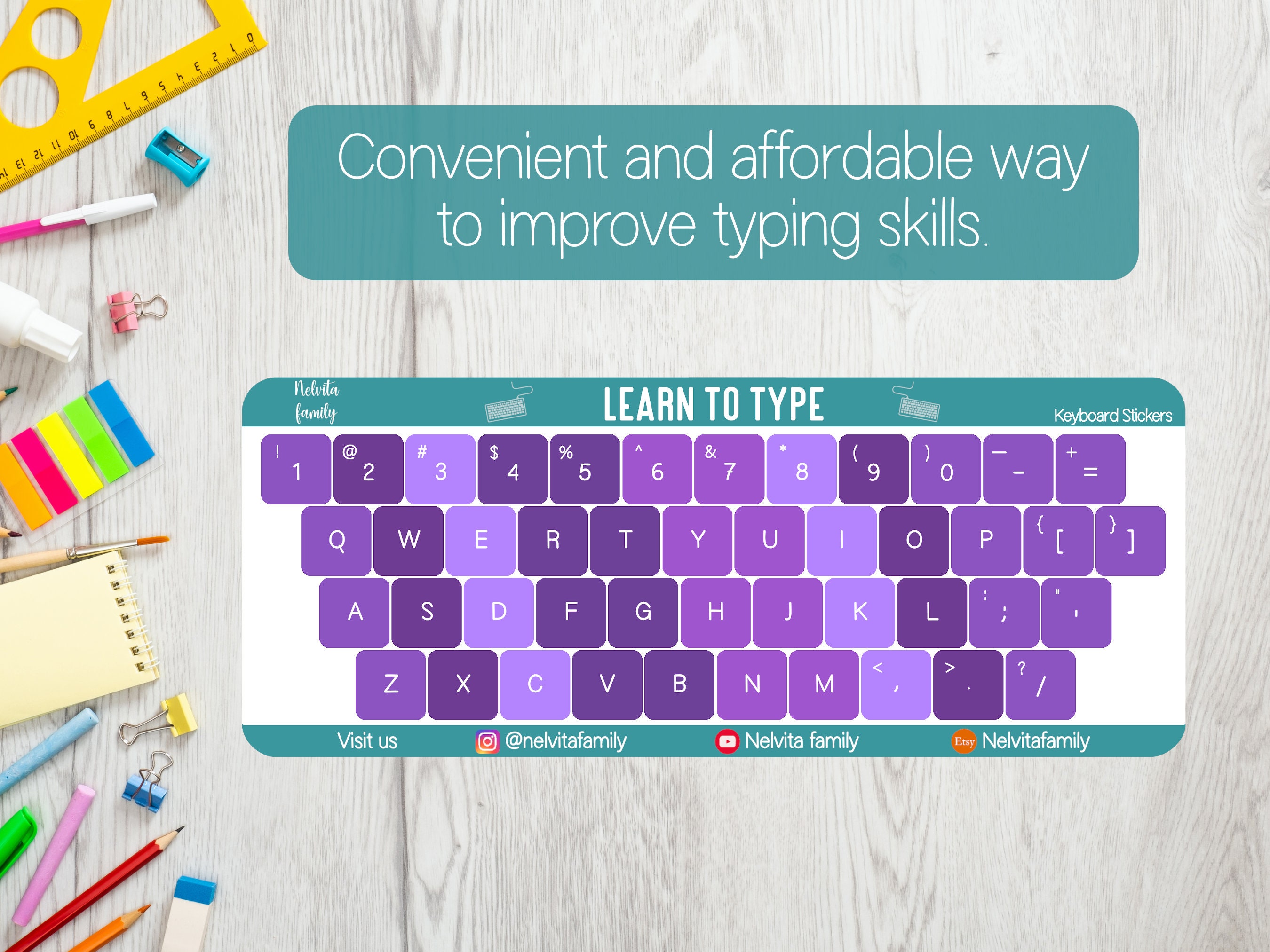 GRAPE PURPLE Touch Typing Stickers for Kids Learn to Type With Fun and ...