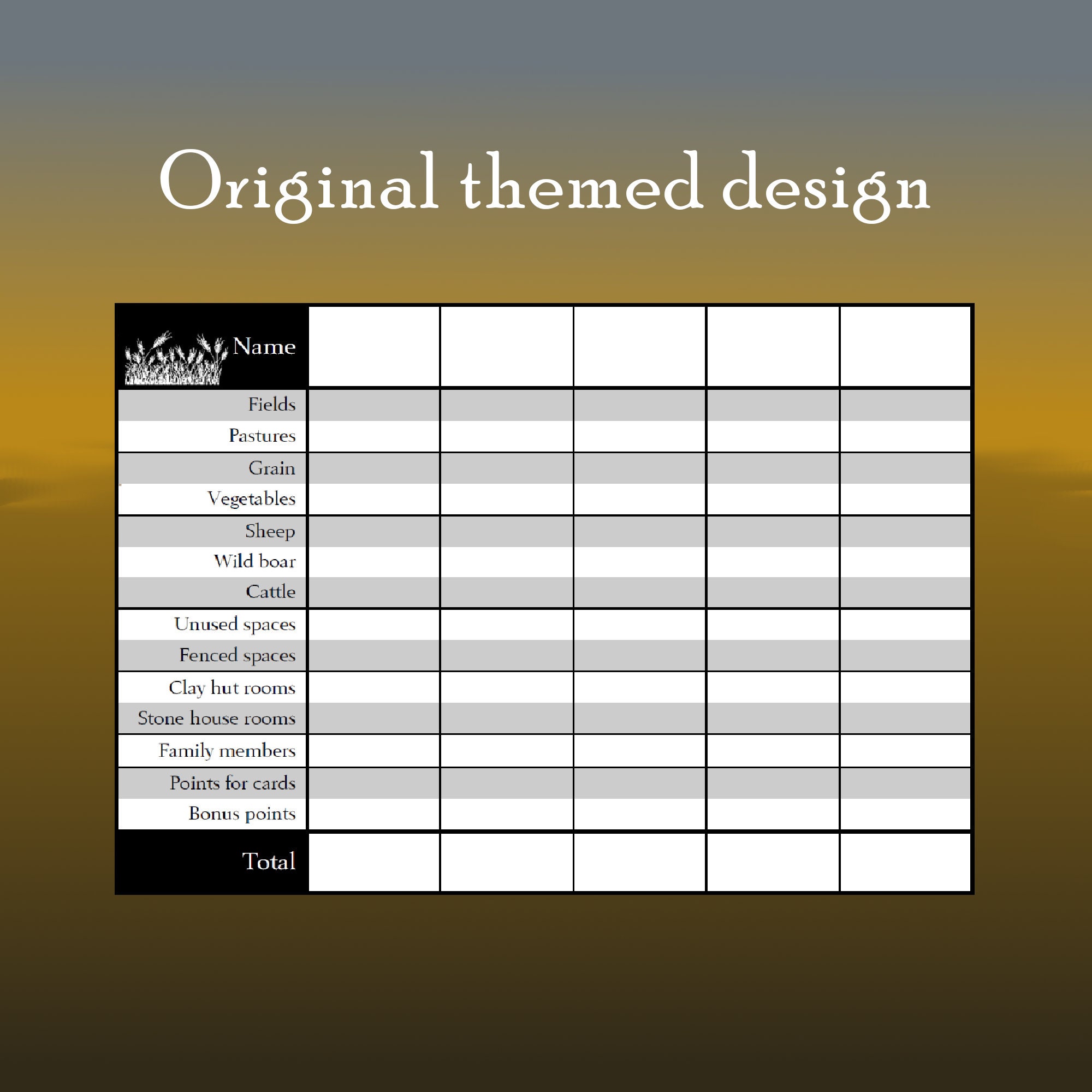 Instant Download Agricola Board Game Score Cards Sheets Replacement PDF ...