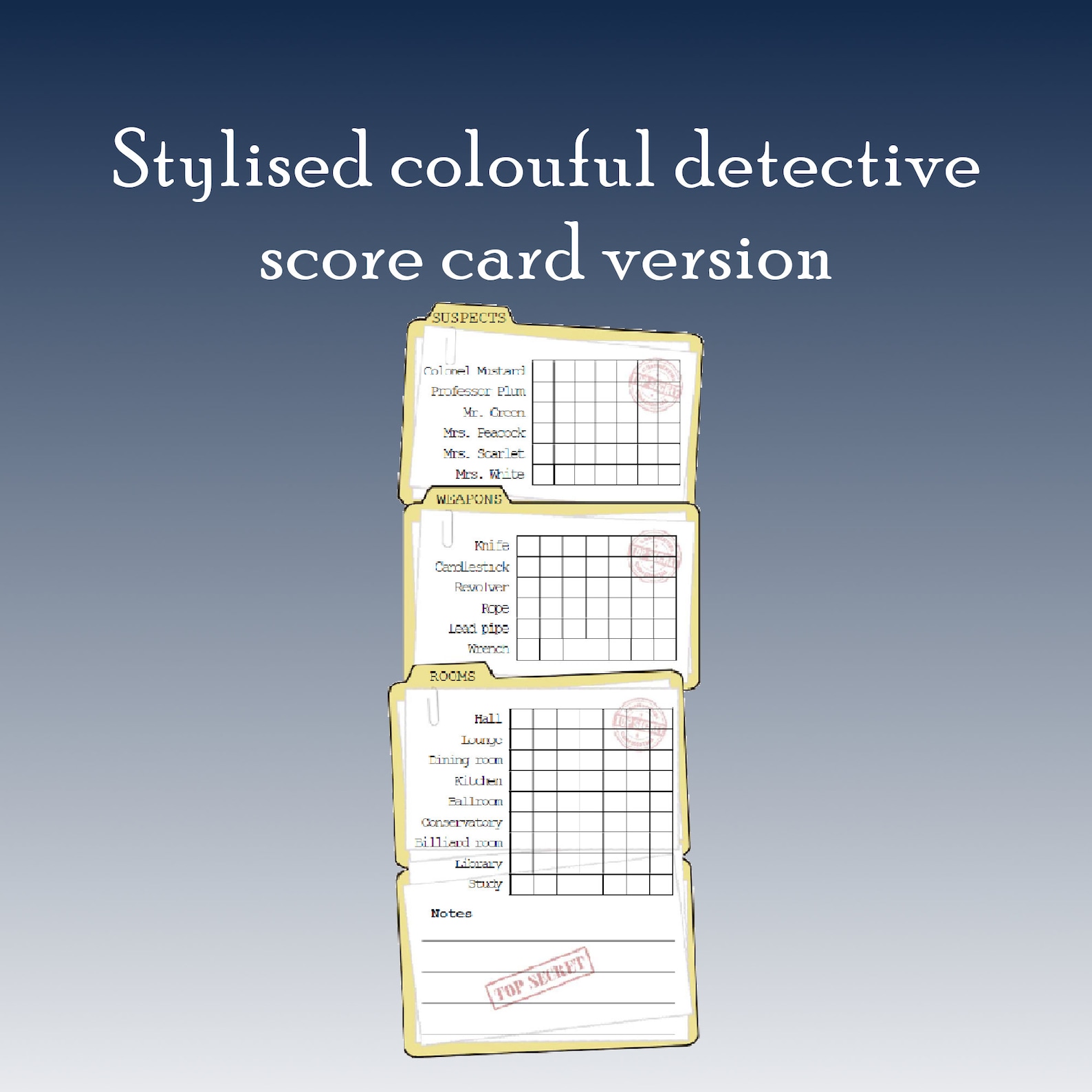 Instant Download Clue Cluedo Board Game Colourful Case File Detective ...
