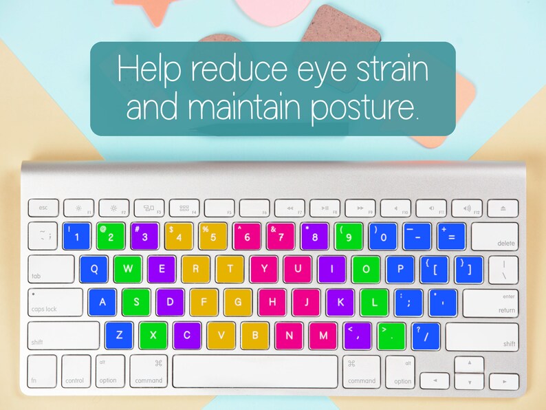 NEON PARTY Touch Typing Stickers for Kids - Learn to Type With Fun and ...