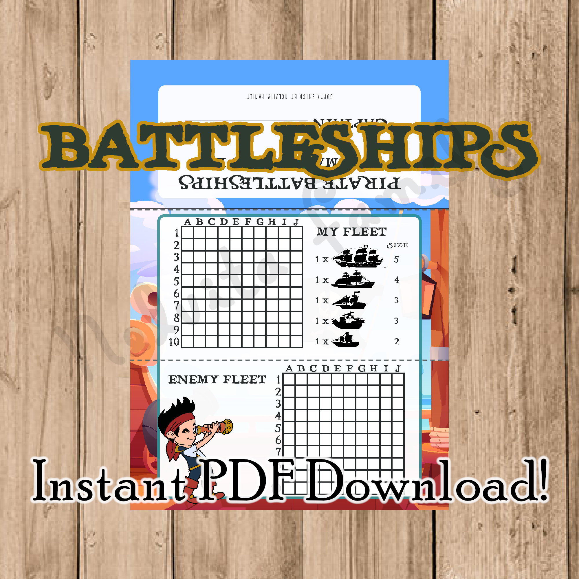 Instant Download Battleships Board Game Printable PDF - Etsy
