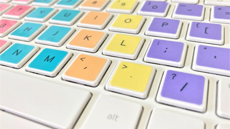 Pastel Rainbow Touch Typing Stickers for Kids - Learn to Type With Fun ...