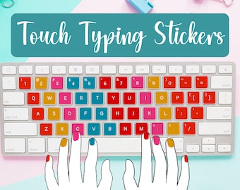 NEON PARTY Touch Typing Stickers for Kids - Learn to Type With Fun and ...